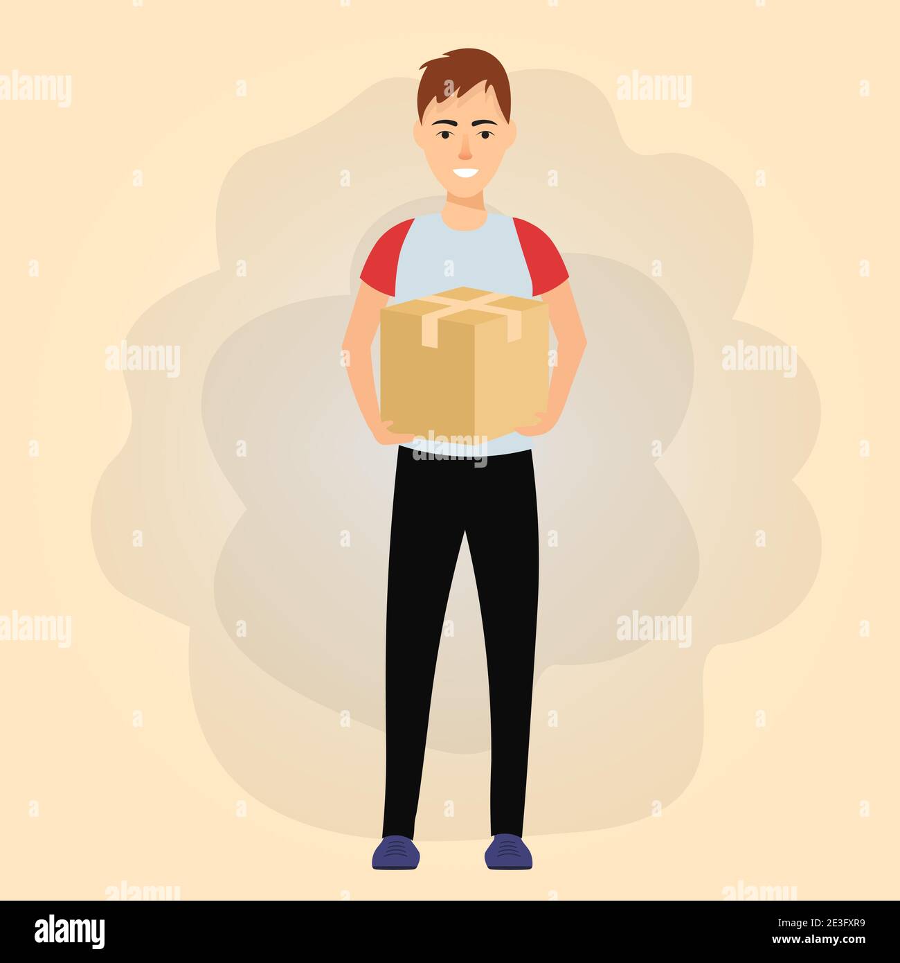 Standing man holding a box Stock Vector Image & Art - Alamy
