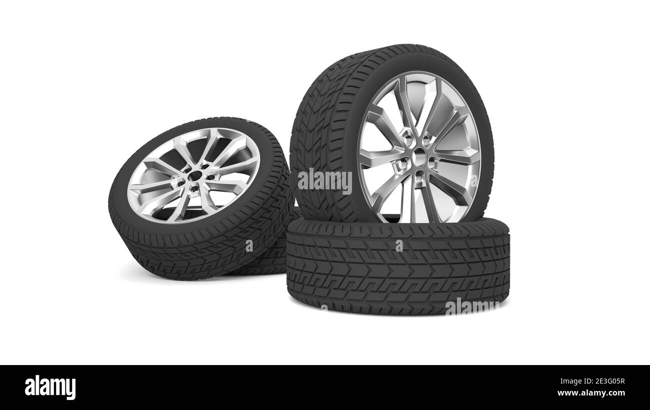 Sports car wheels isolated on white background. Rim and tire. Ideal for ...