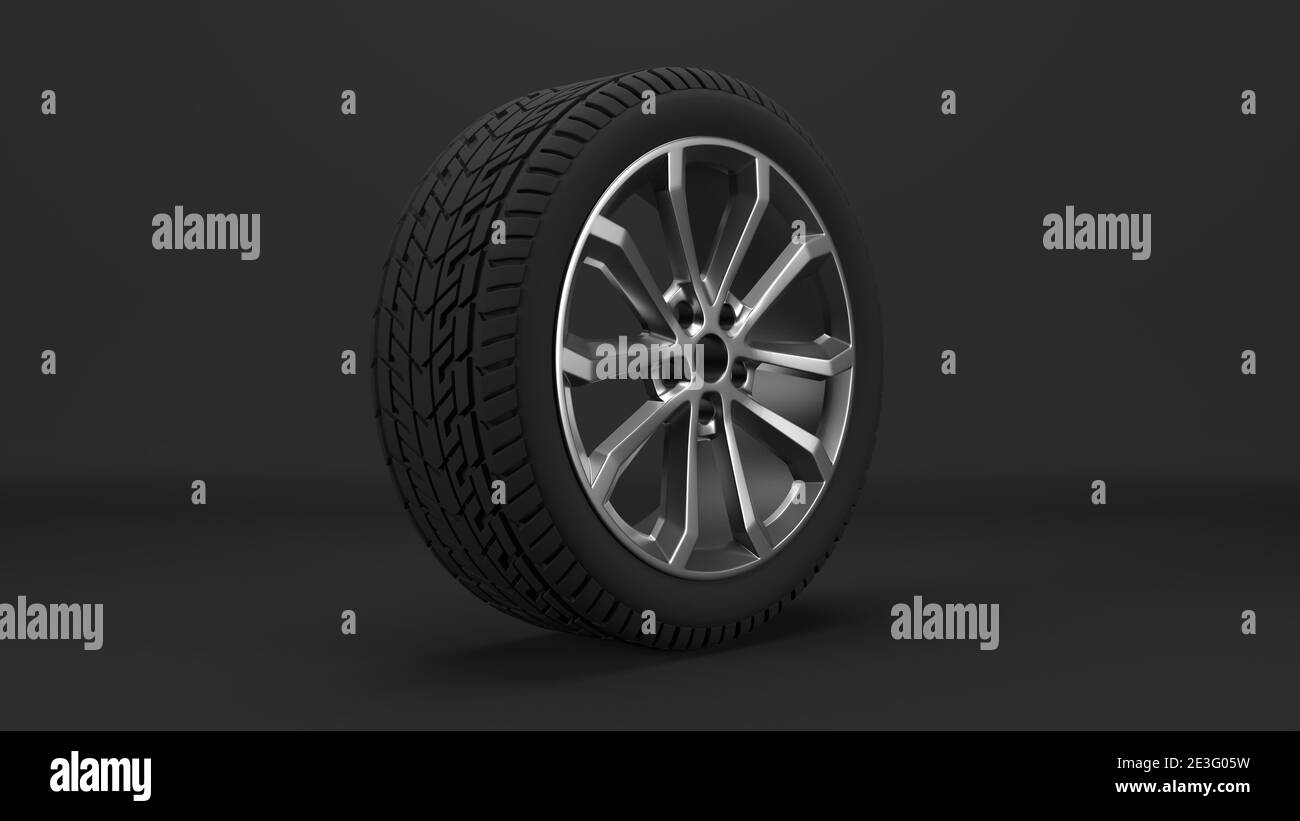 Sports car wheels isolated on black background. Rim and tire. Ideal for ...