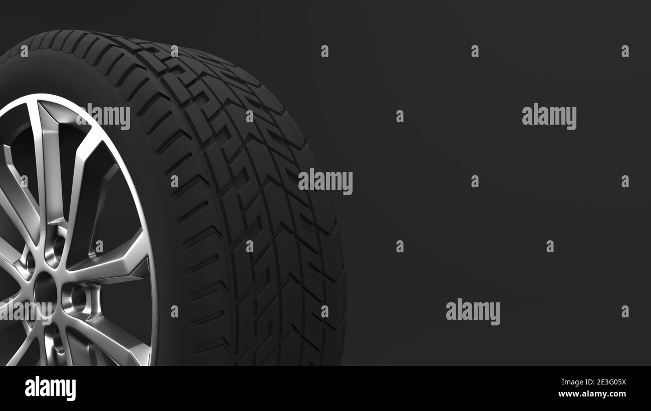 Sports car wheels isolated on black background. Rim and tire. Ideal for ...