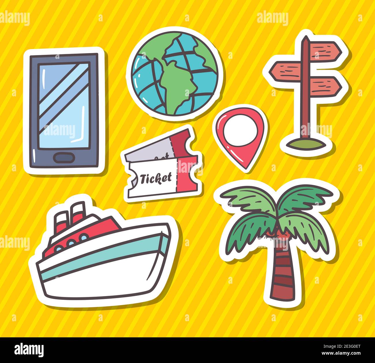 travel stickers icon set design, trip tourism and journey theme Vector ...