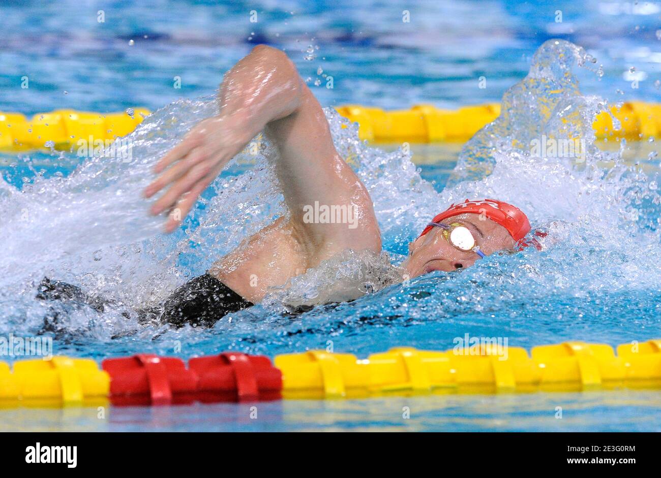 Aurtore Mongel swimming the 200 meters freestyle during the Swimming ...