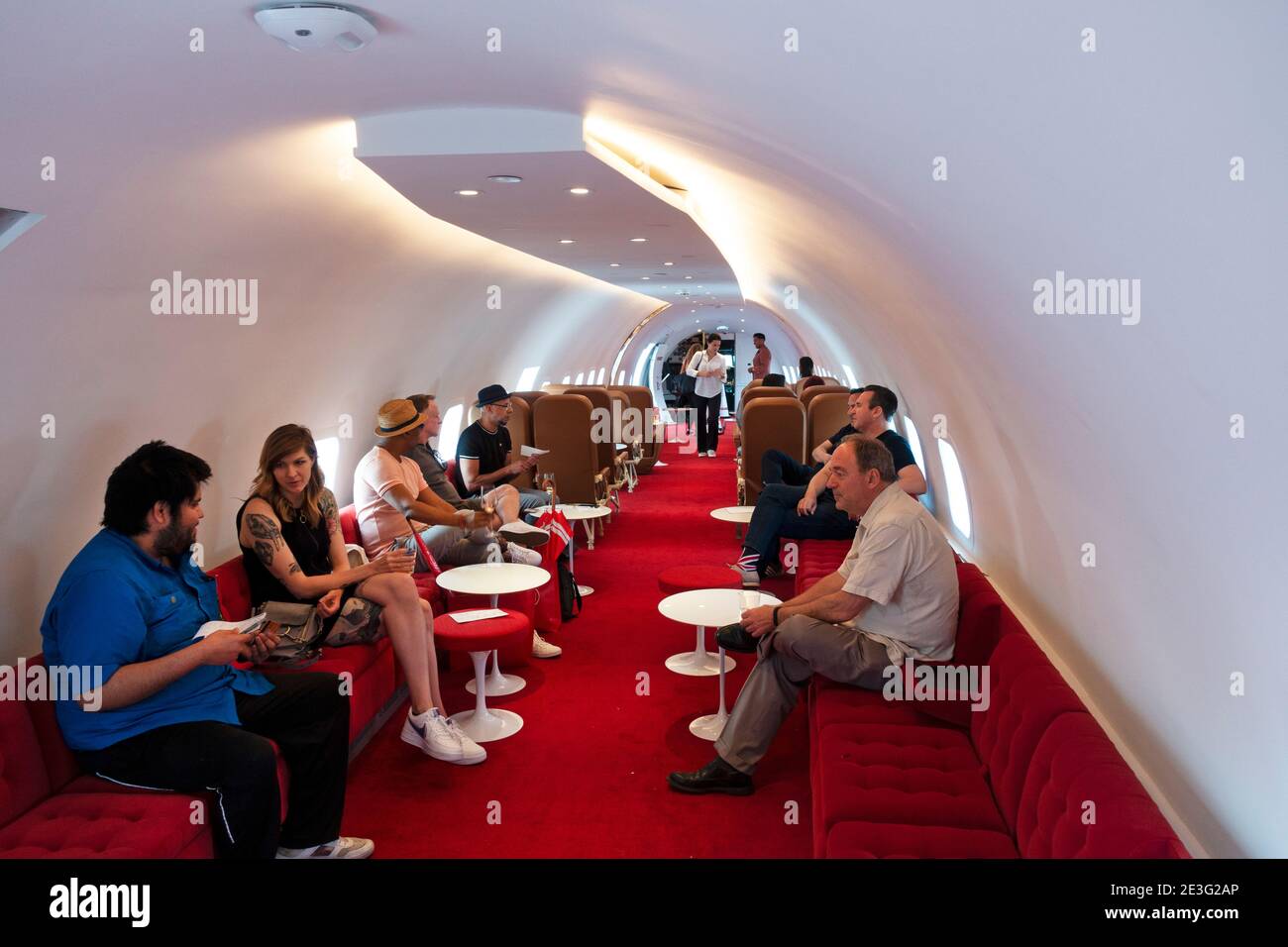 Lounge in a restored TWA airplane at JFK terminal in Queens NYC Stock ...