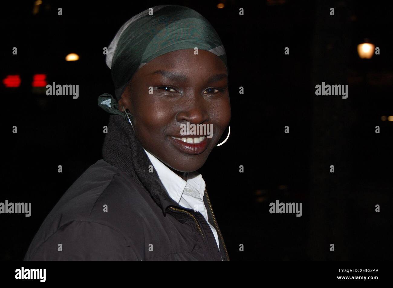 Model Alek Wek leaving Bryant Park during the Mercedes Benz Fashion ...