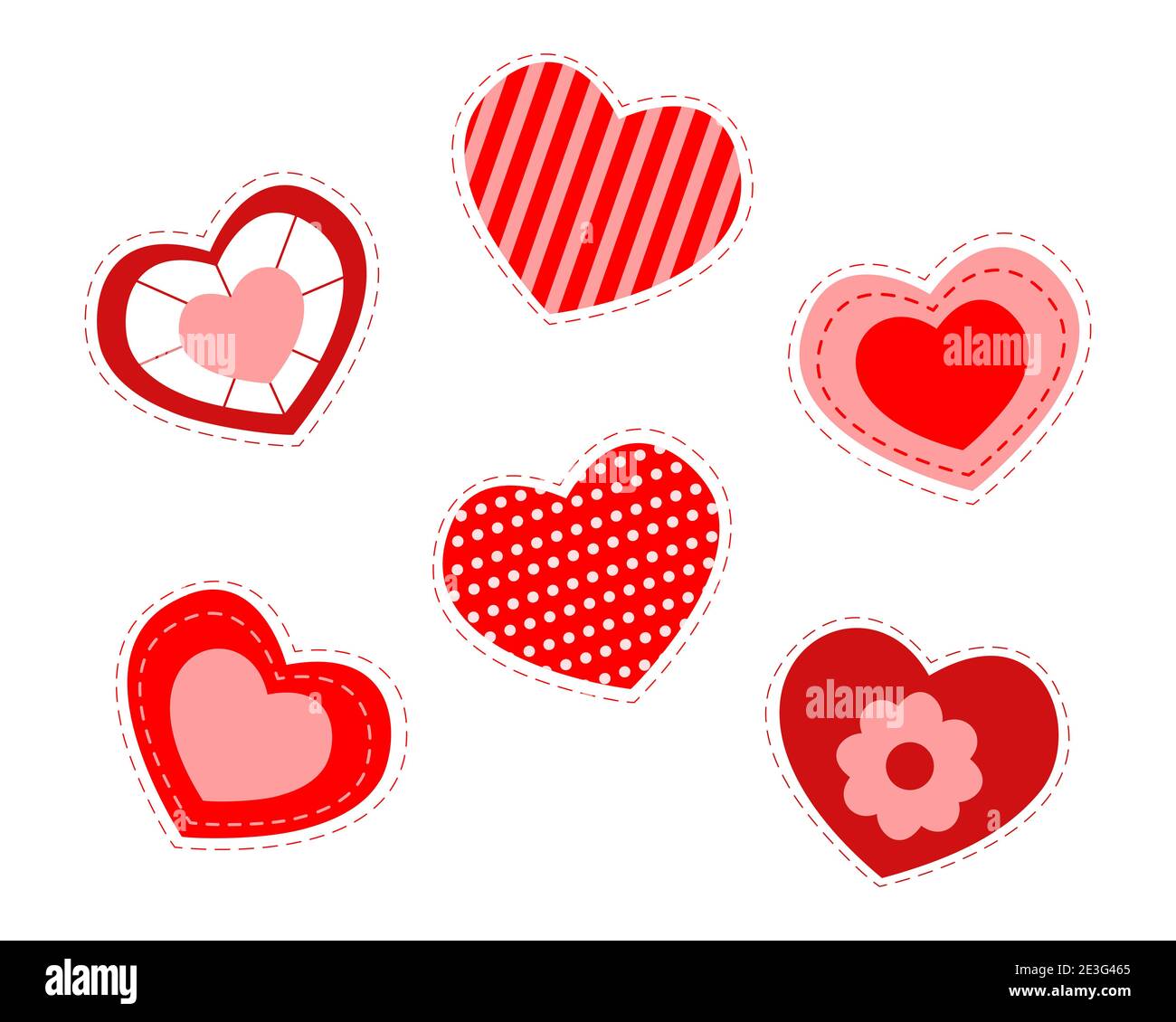 Set of various heart stickers isolated on white background. Romantic ...