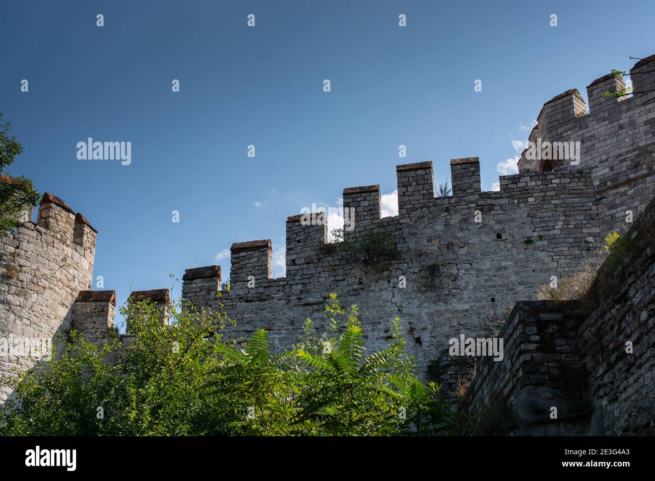 The ancient city walls of Constantinople in Istanbul, Turkey Stock ...