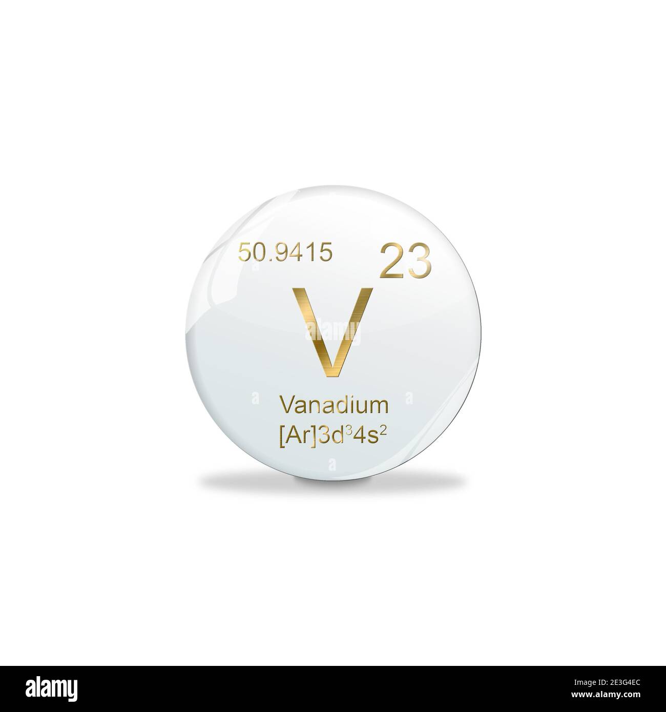 3D-Illustration, Vanadium symbol - V. Element of the periodic table on ...