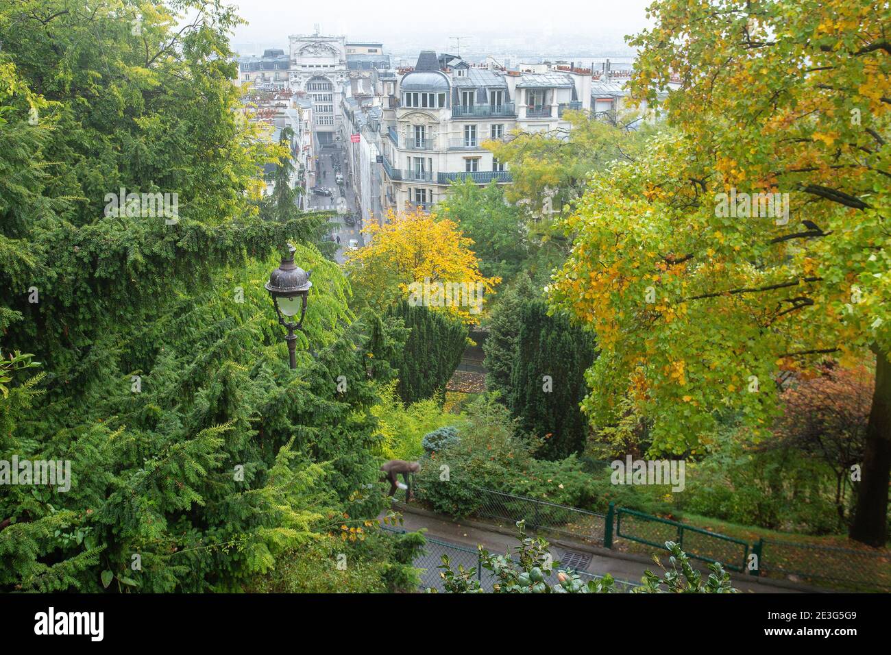 Magnificent park next to the Sacre-Coeur Basilica and aerial view of ...