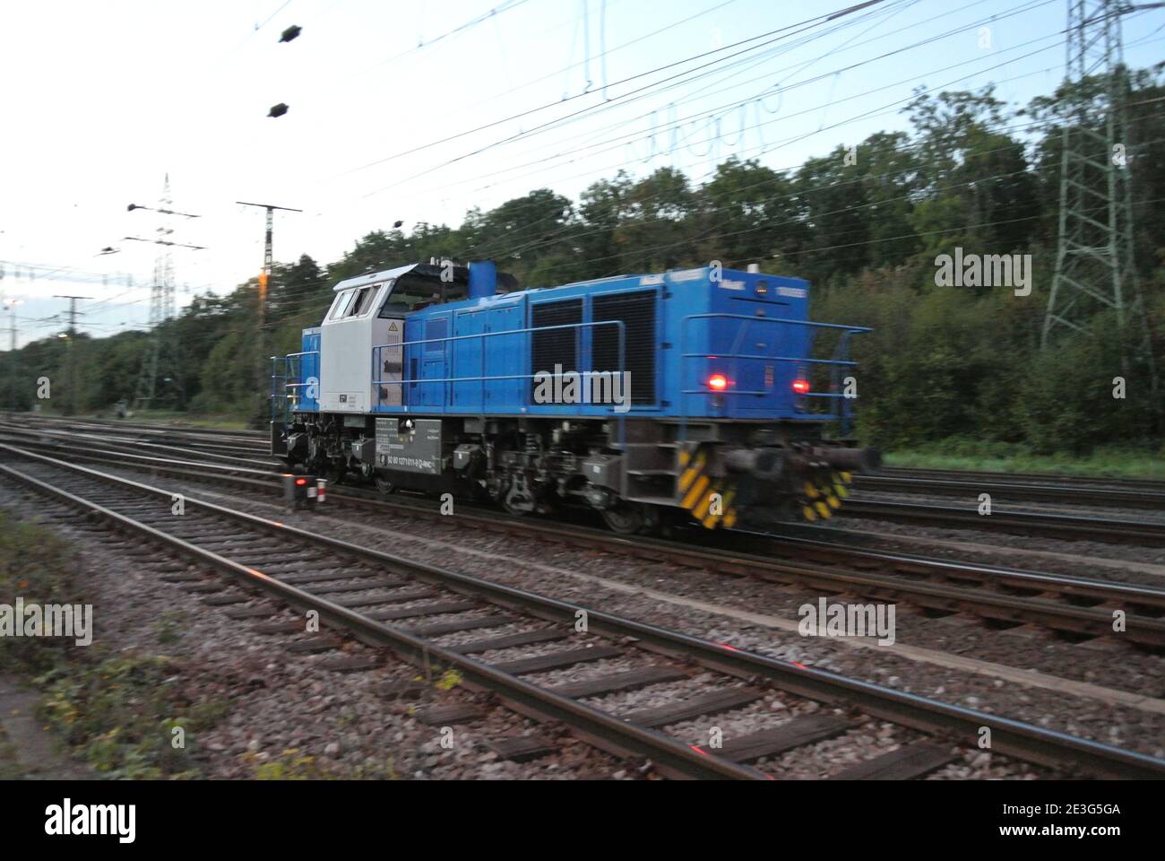 A MaK G 1205 diesel-hydraulic locomotive driving at speed at the ...