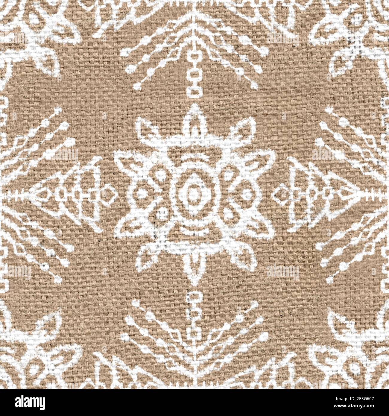 Seamless burlap with white paint pattern overlay Stock Photo - Alamy