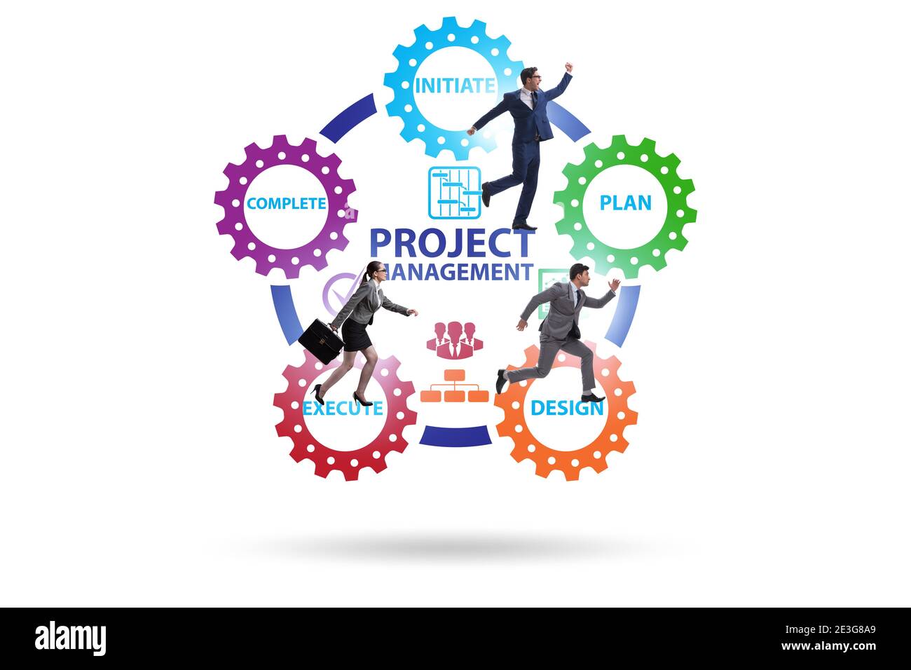 Project management concept in stages with the business people Stock ...