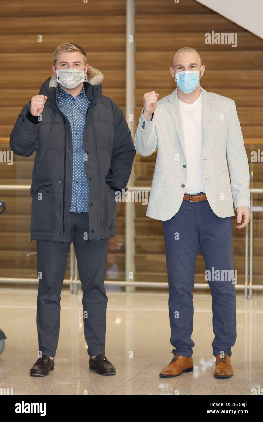 19th Jan, 2021. SK Wyverns' Artie Lewicki and Jamie Romak Artie Lewicki ...