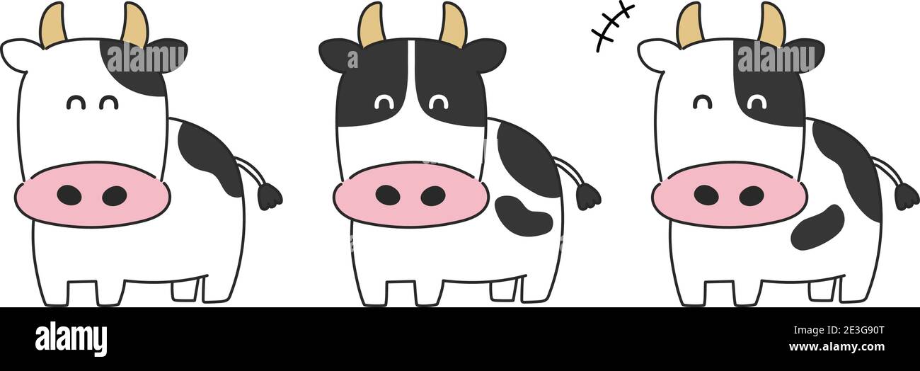Set of smiling cattle. Vector illustration of a comic book design Stock ...