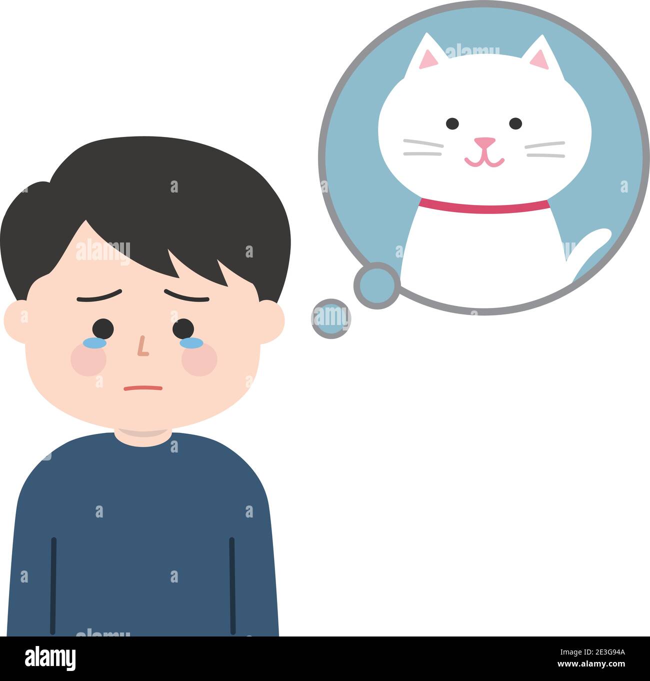 Man dealing with the death of his pet cat. Vector illustration isolated ...