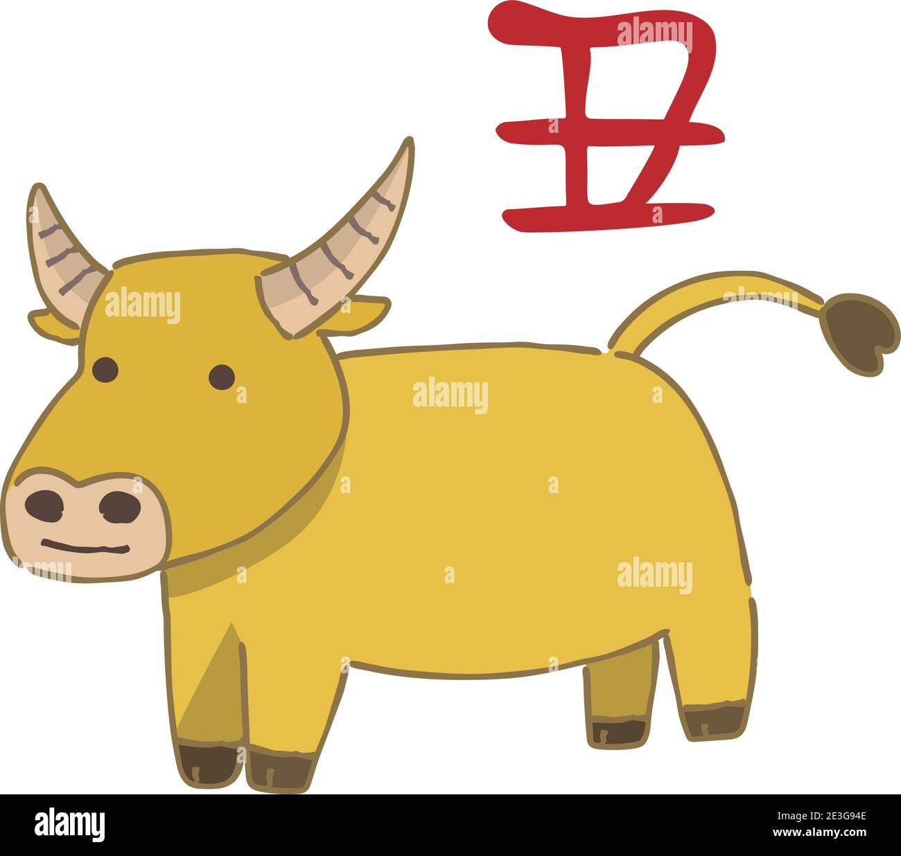 Chinese or Japanese gold bull character. Vector illustration isolated ...
