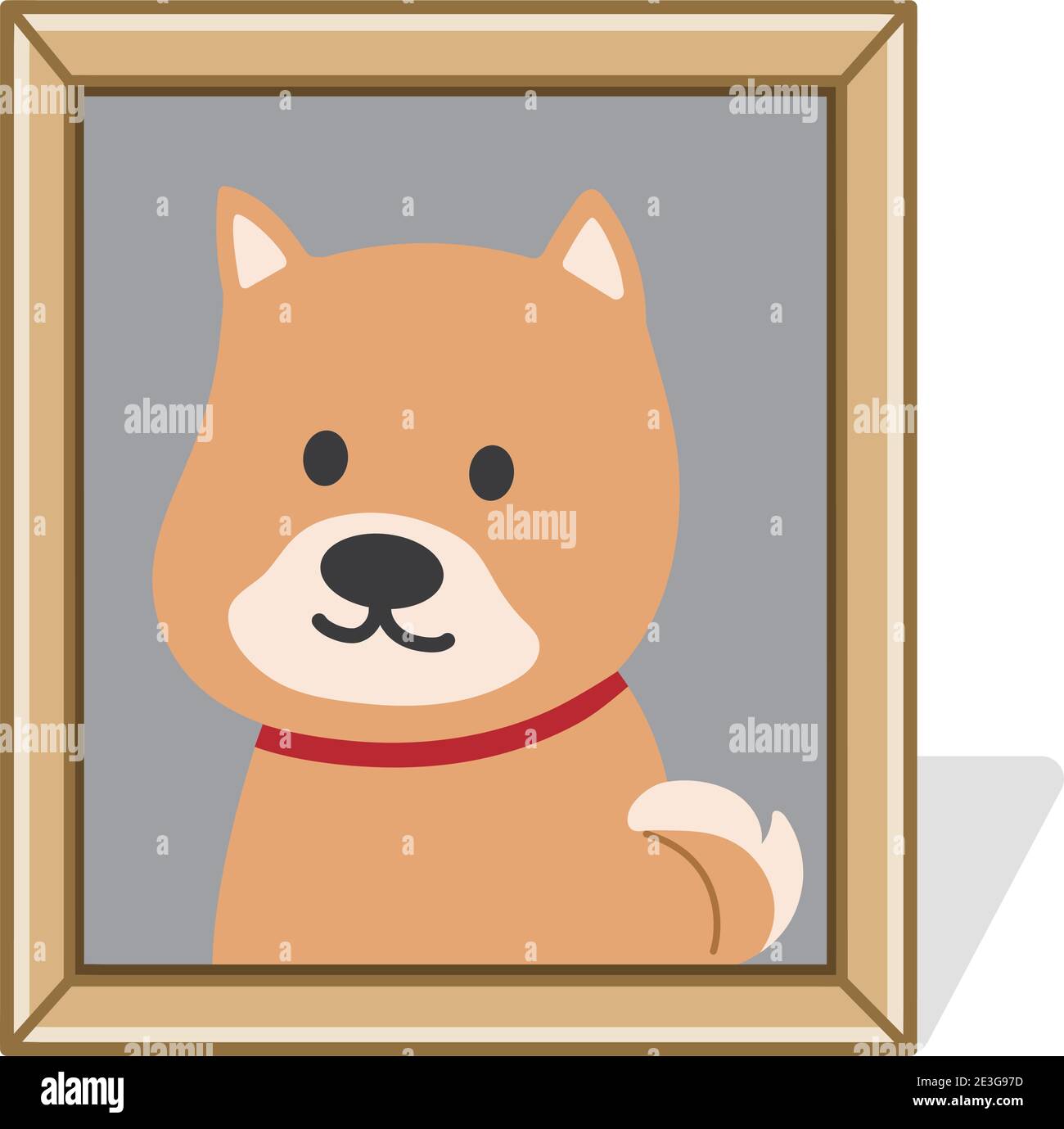 Picture frame of a deceased brown dog. Vector illustration isolated on ...