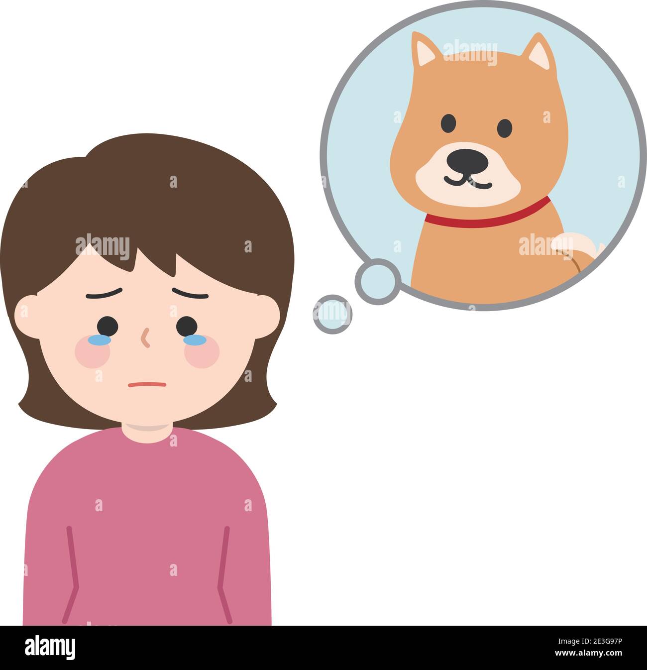 Woman dealing with the death of her pet dog. Vector illustration ...