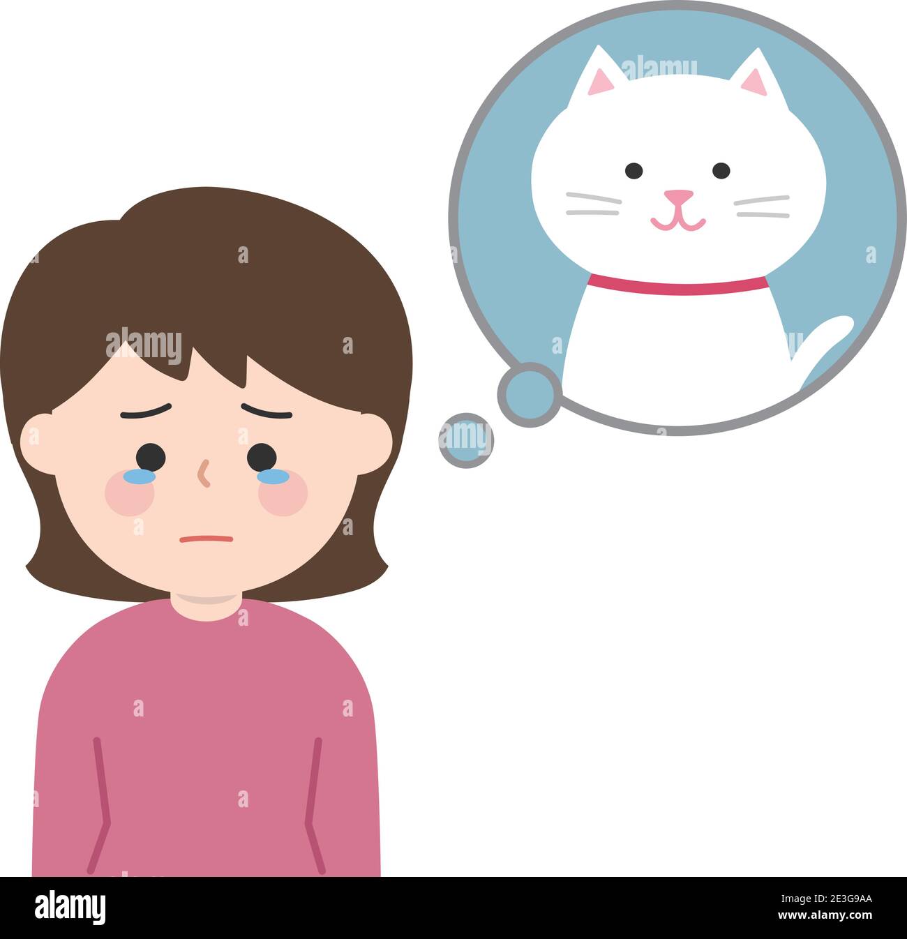 Woman dealing with the death of her pet cat. Vector illustration ...