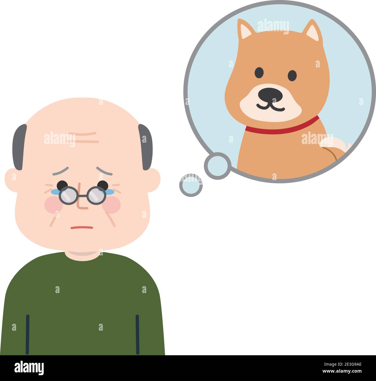 Elderly man dealing with the death of his pet dog. Vector illustration ...