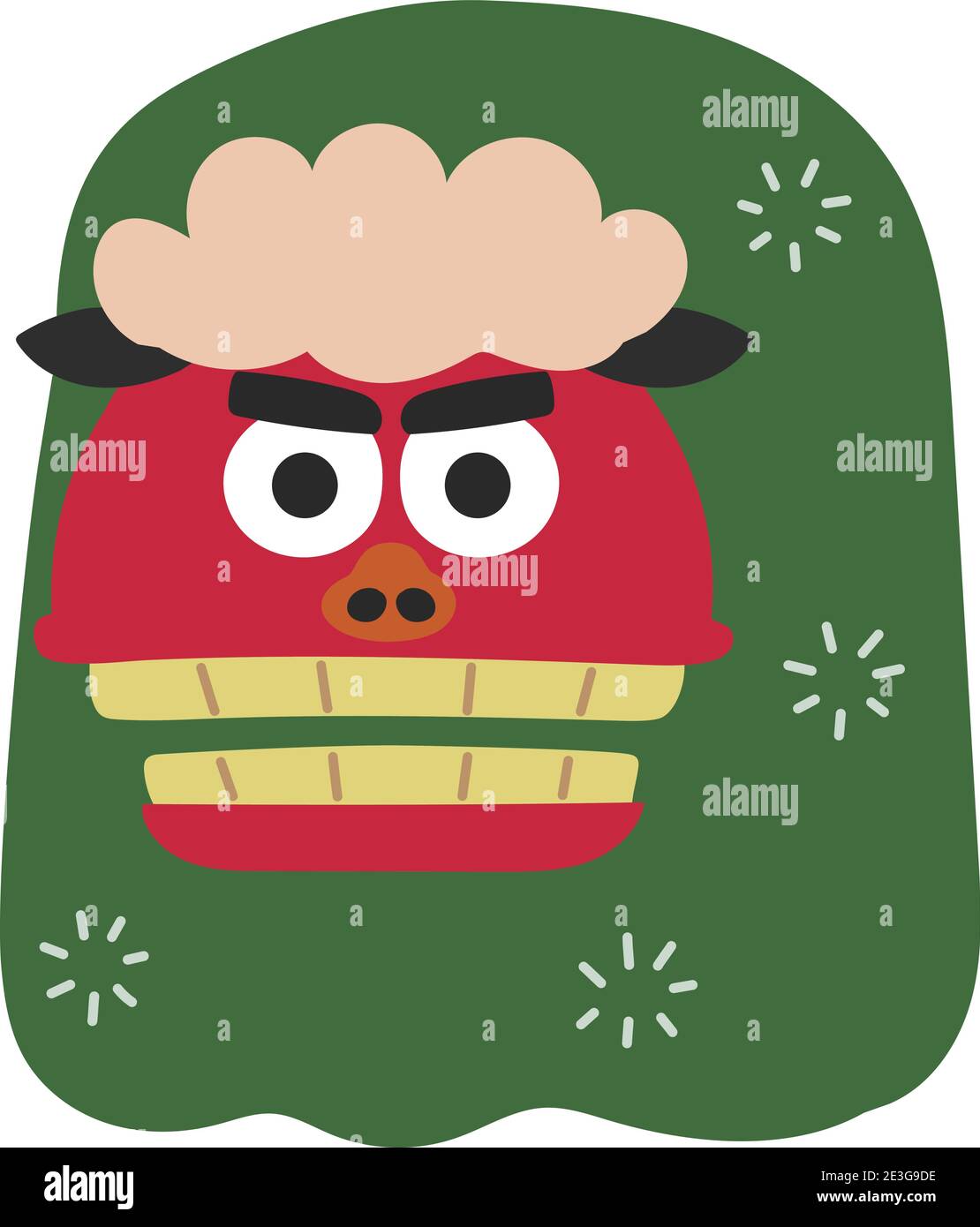 Japanese lion dance called Shishimai. Vector illustration isolated on ...