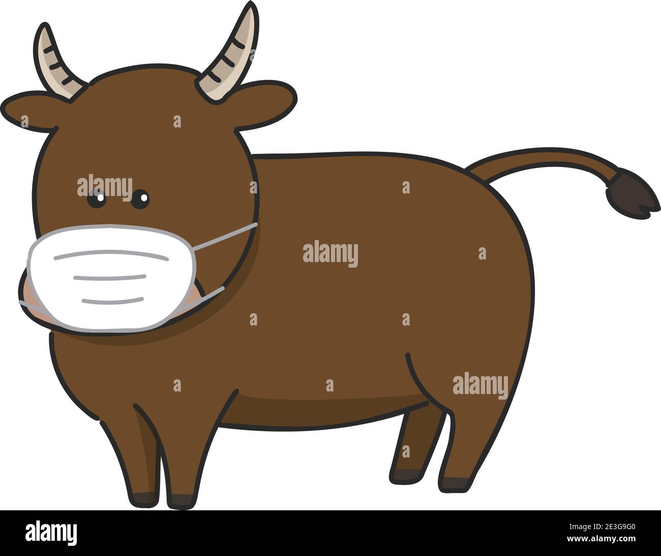 Bull wearing a medical face mask. Vector illustration isolated on white ...