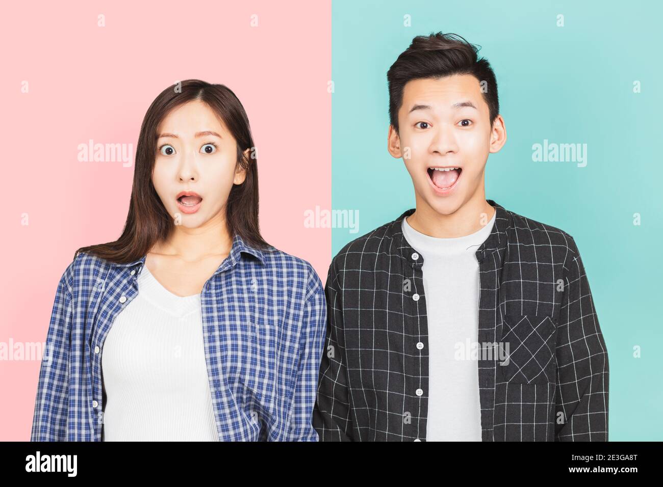 Shocked and surprised face of couple lover Stock Photo - Alamy