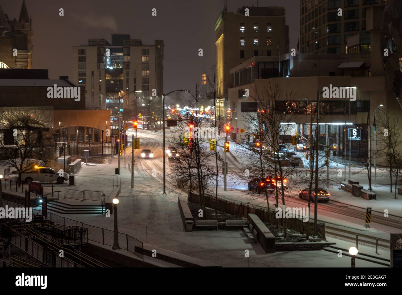 Snow covered streets in downtown Stock Photo - Alamy