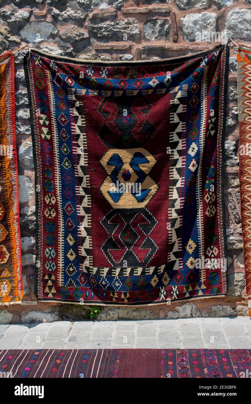 Traditional Turkish hand made carpet and rugs Stock Photo - Alamy