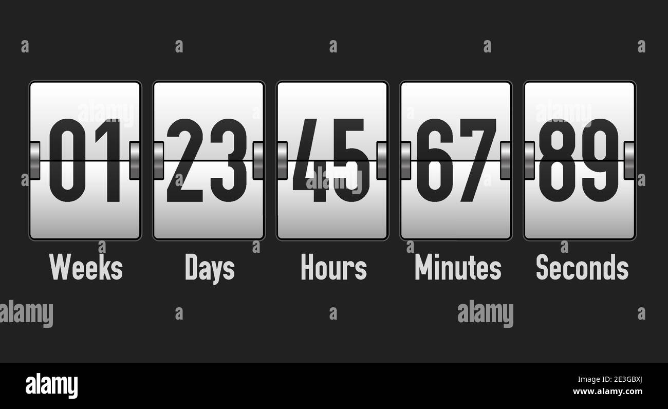 Analog counter, mechanical airport display countdown showing weeks ...