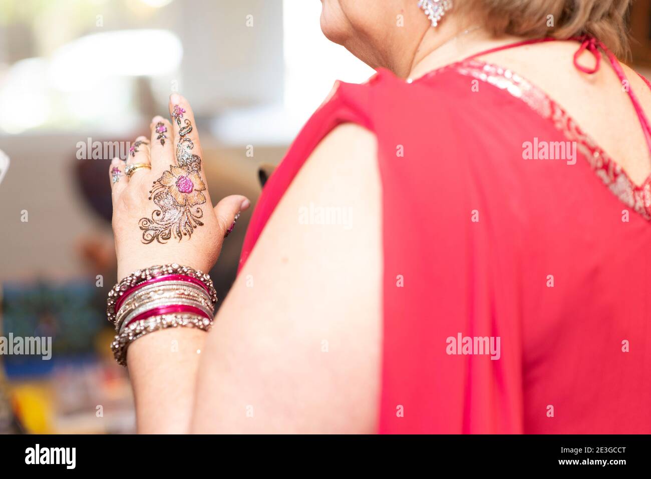 Mehendi ceremony before Indian wedding with colorful details Stock ...