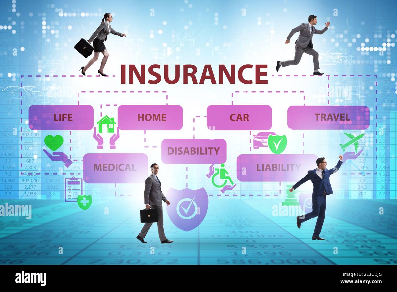 Concept of the various types of insurance Stock Photo - Alamy