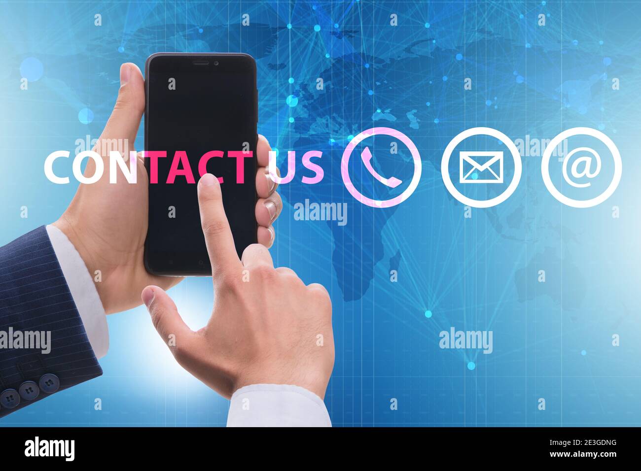 Communication concept with the key contact means Stock Photo - Alamy