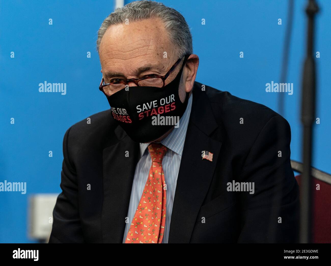 New York, NY - January 18, 2021: U. S. Senator Chuck Schumer seen on ...