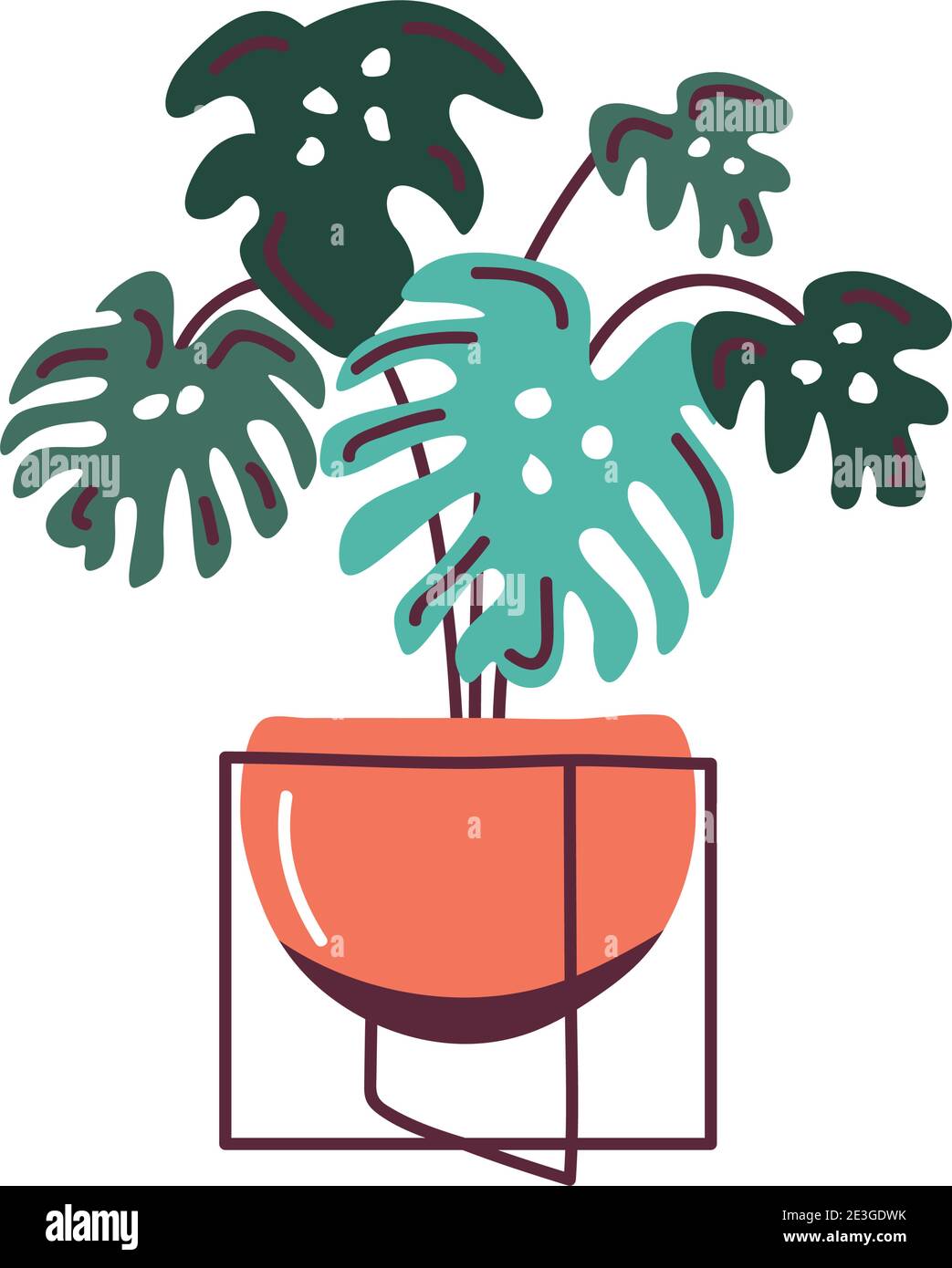 house plant in pot base, scandinavian style vector illustration design ...