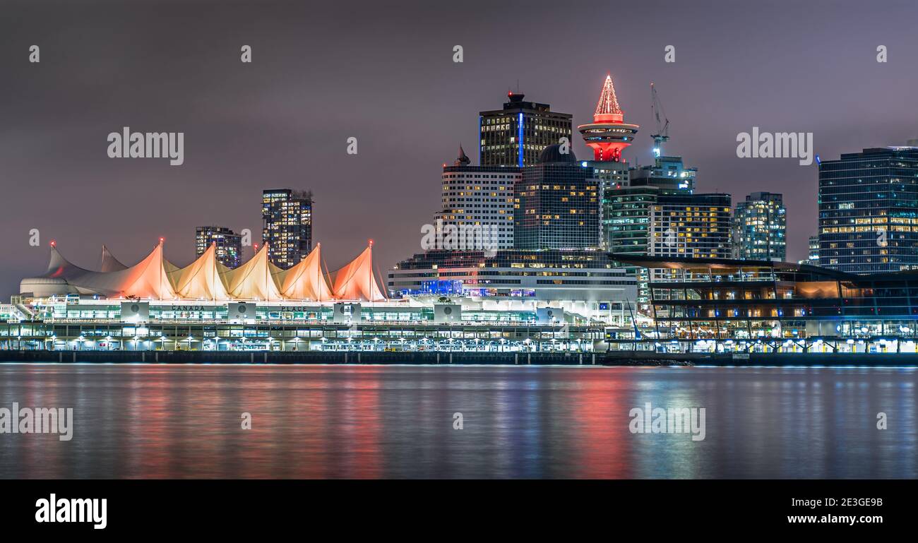 Night view of downtown Vancouver over Burrard Inlet Stock Photo - Alamy