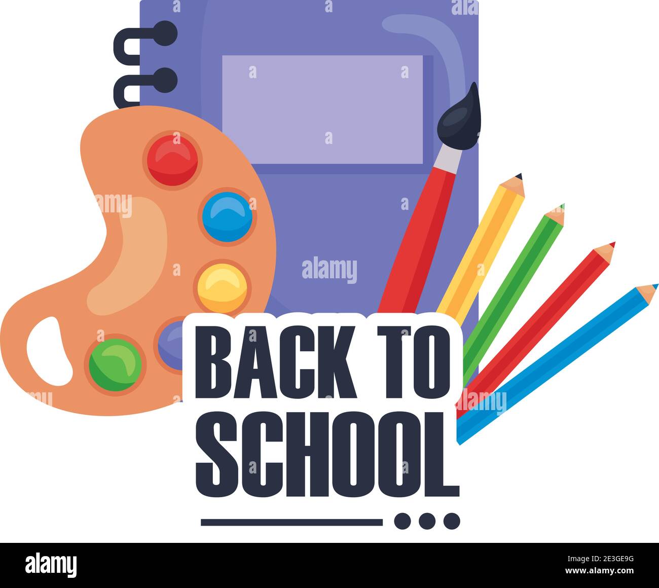 back to school lettering with notebook and supplies education vector ...