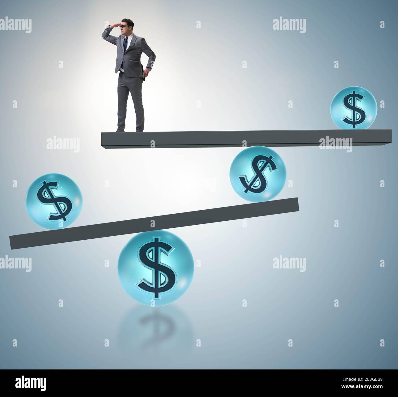 The businessman balancing in financial dollar concept Stock Photo - Alamy