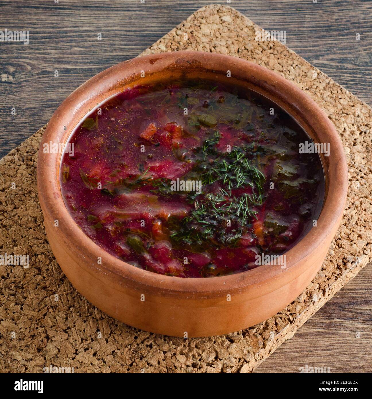The bowl of traditional soup borscht on table Stock Photo - Alamy