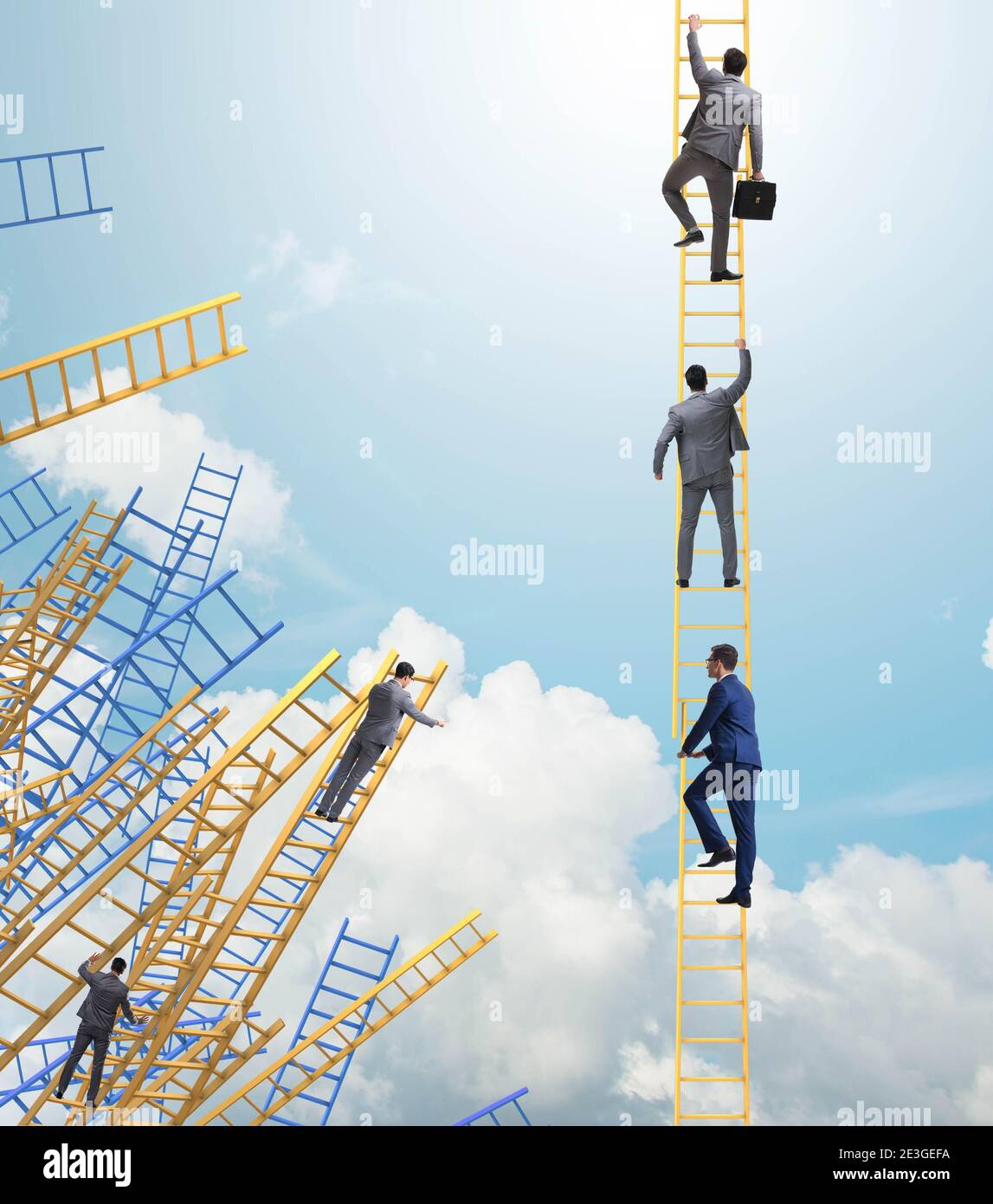 The businessman climbing career ladder in business concept Stock Photo ...