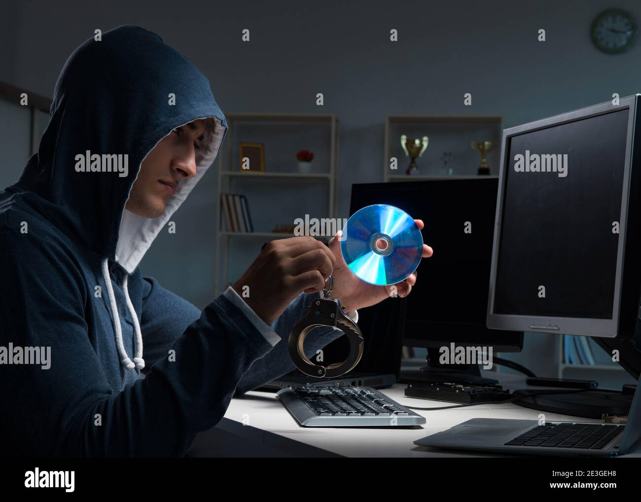 The hacker hacking computer at night Stock Photo - Alamy