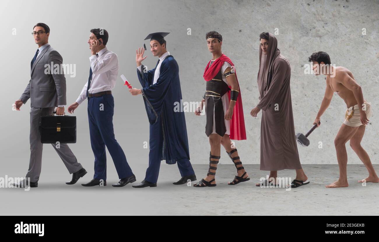 The progression of man mankind from ancient to modern Stock Photo - Alamy