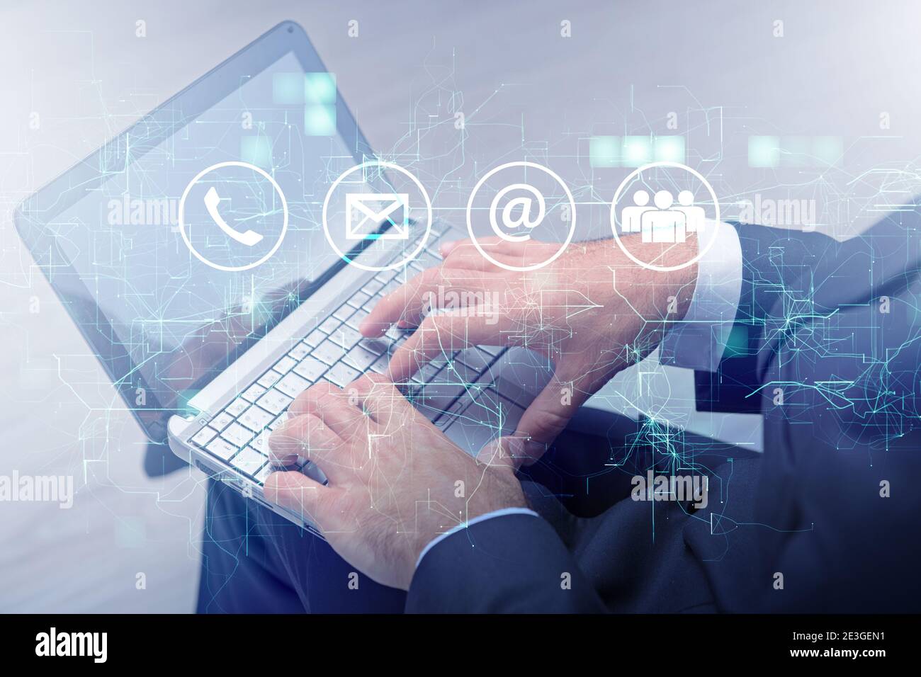 Communication concept with the key contact means Stock Photo - Alamy