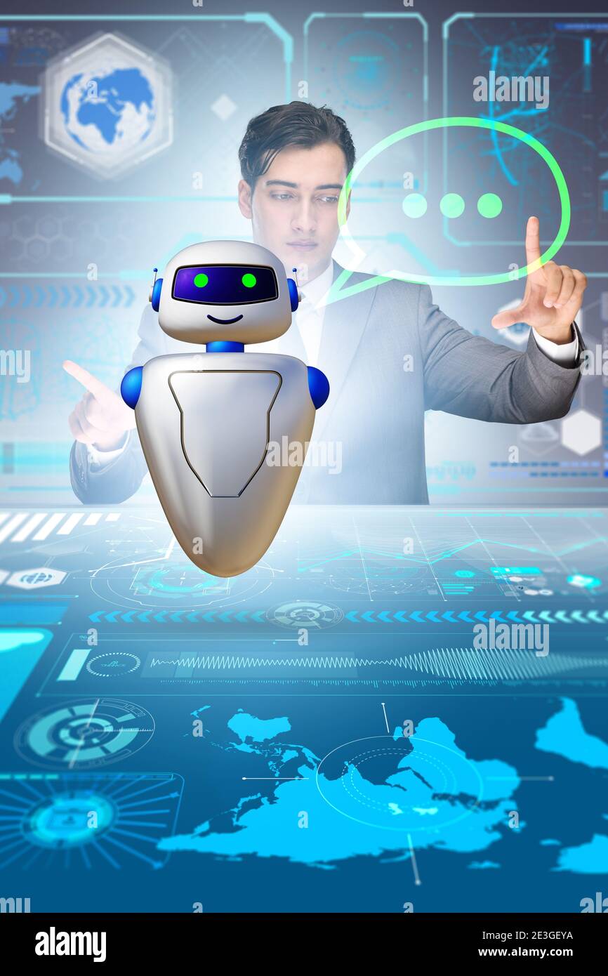 Concept of chat bot in the modern business communication Stock Photo ...
