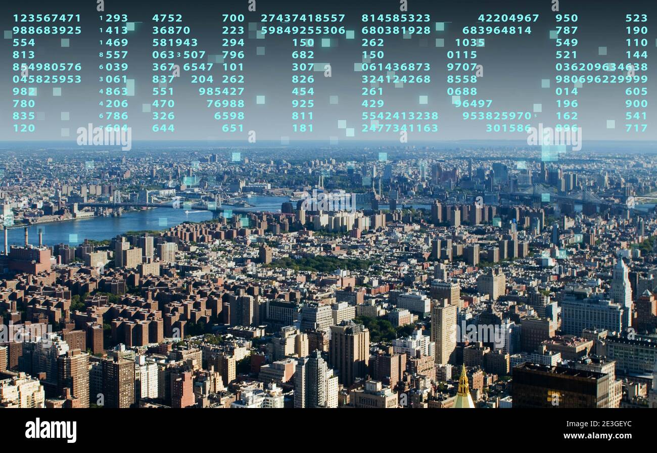 The smart city concept with fintech financial technology concept Stock ...