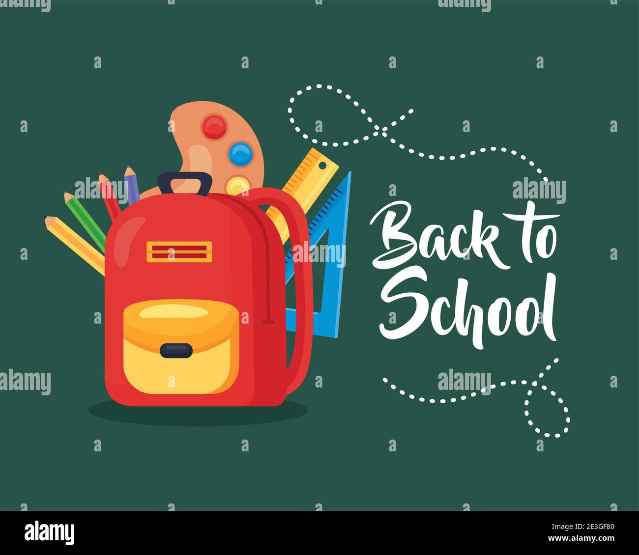back to school poster with backpack and education supplies vector ...