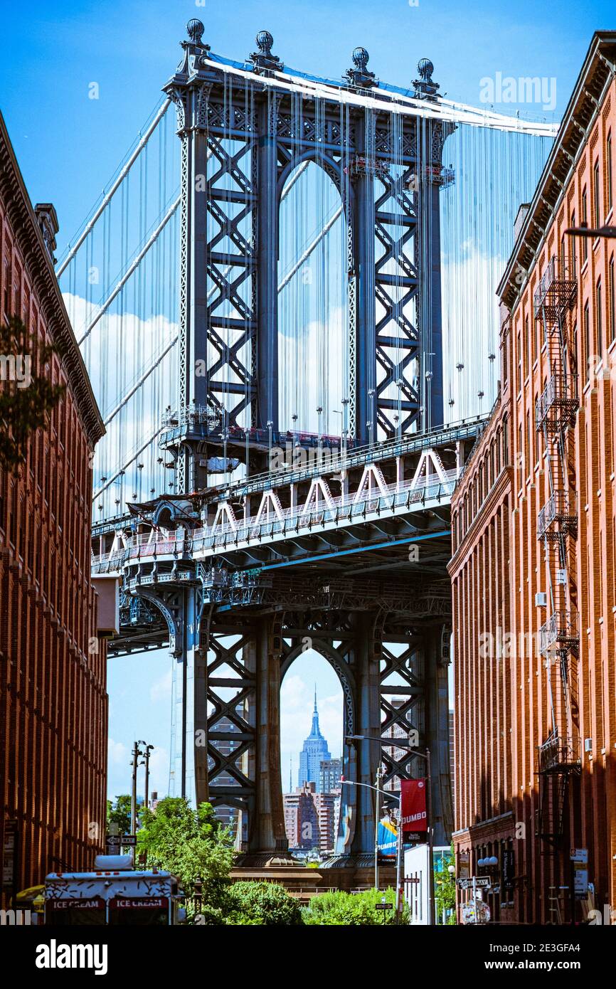 DUMBO - Down Under the Manhattan Bridge Overpass Stock Photo - Alamy