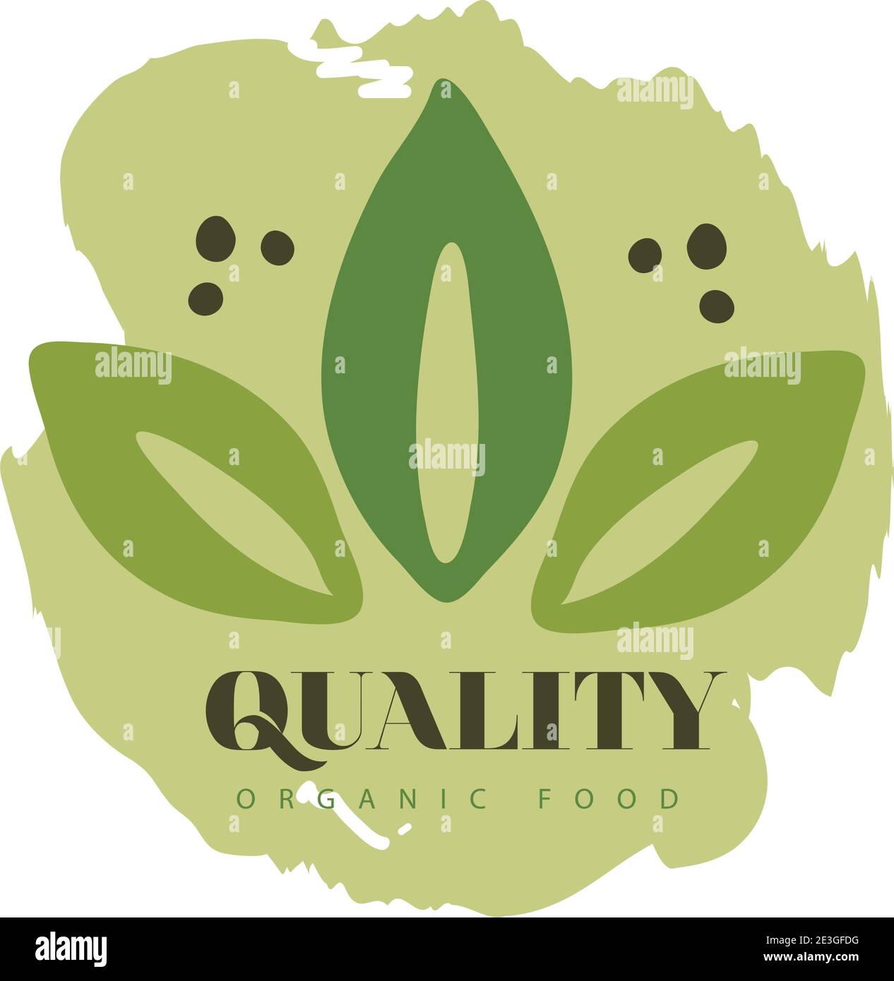 quality organic food, label with leaves on white background vector ...