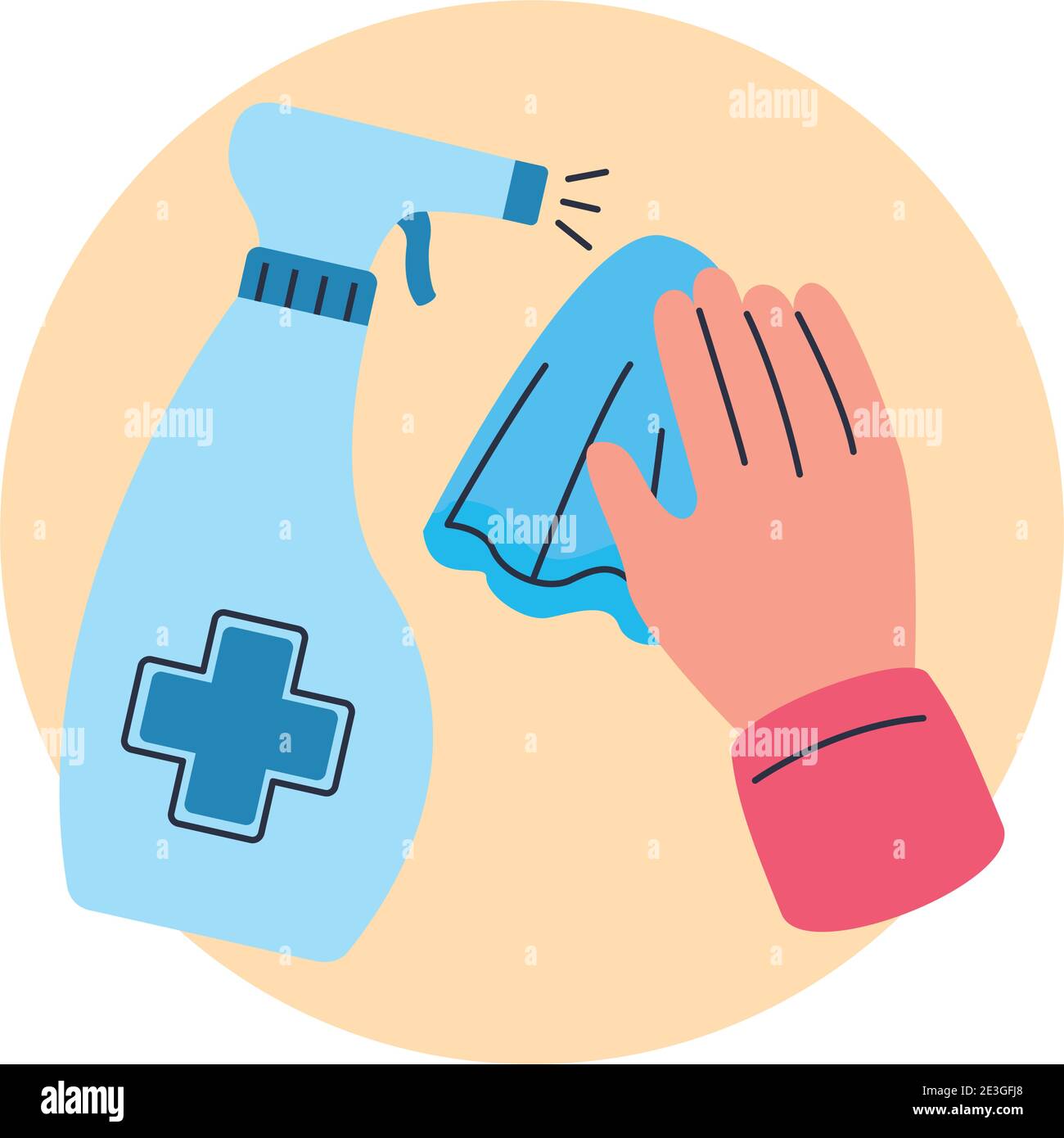 covid19 prevention, disinfect surfaces icon vector illustration design ...
