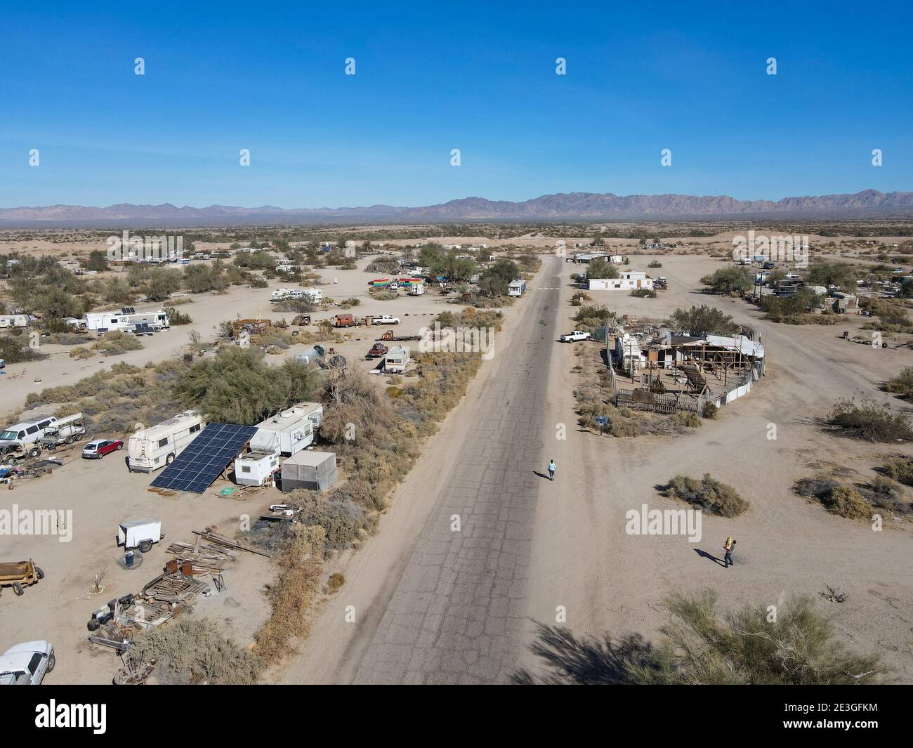 aerial view of Slab City, an unincorporated, off-the-grid squatter ...