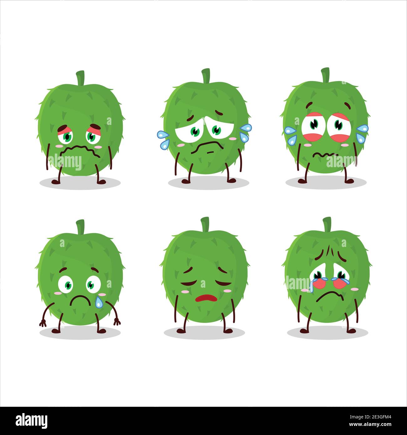Soursop cartoon in character with sad expression. Vector illustration ...